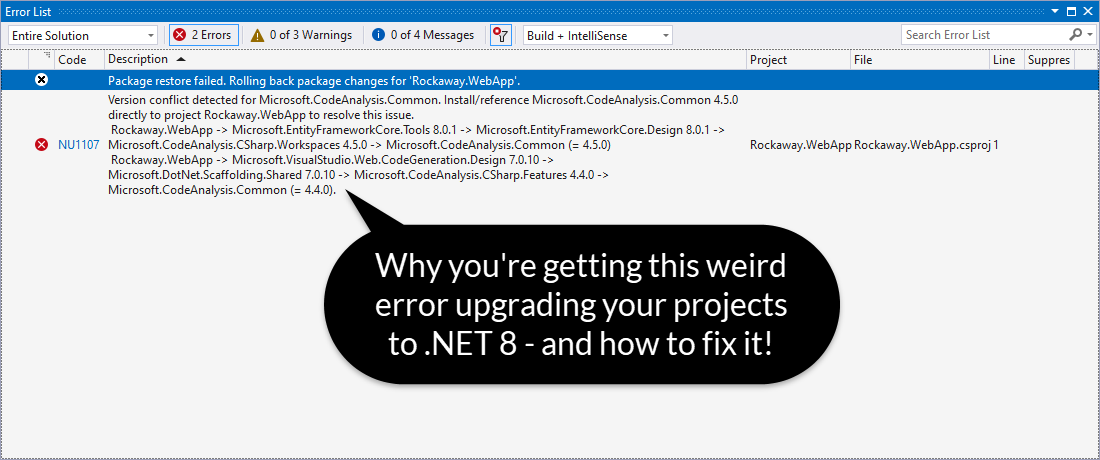 Fixing Version Conflict Detected For Microsoft Codeanalysismon